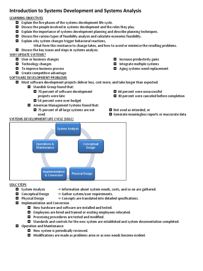 Introduction To Systems Development and Systems Analysis | PDF | Software Development Process ...