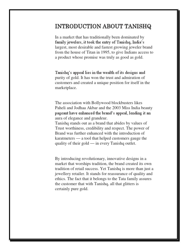 Tanishq: India's Premier Jewelry Brand | PDF | Retail | Economies