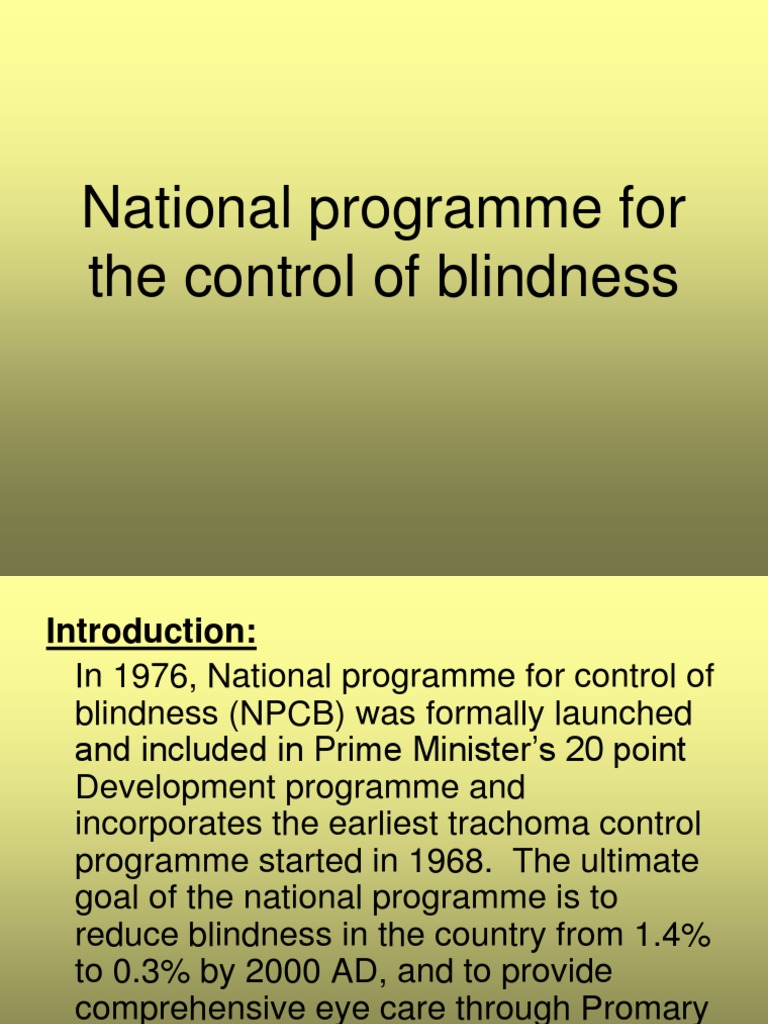 Blindness Program | PDF | Visual Impairment | Clinical Medicine
