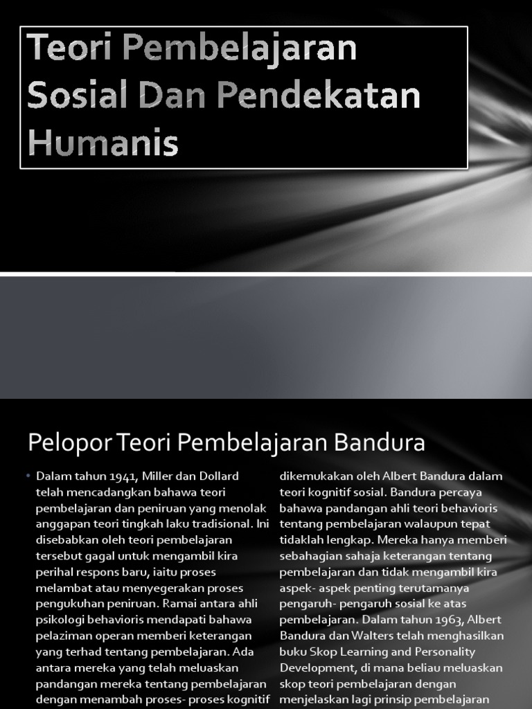 Teori Pembelajaran Sosial Dan Pendekatan Humanis | PDF