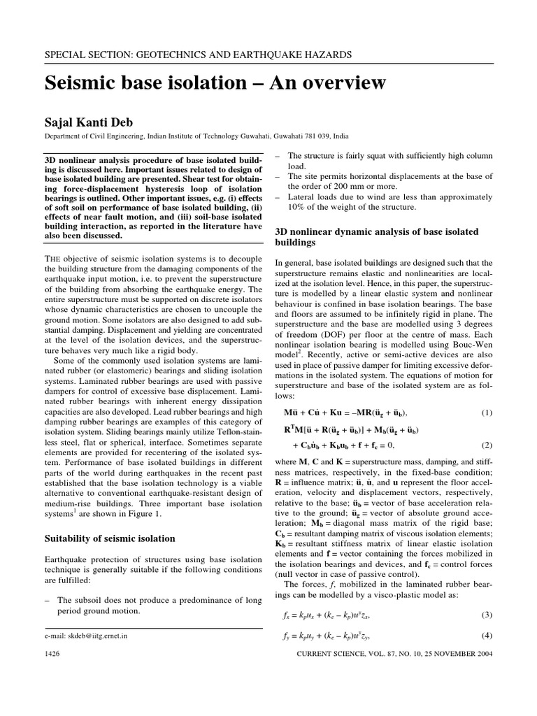 Seismic Base Isolation - An Overview | PDF | Teaching Methods & Materials