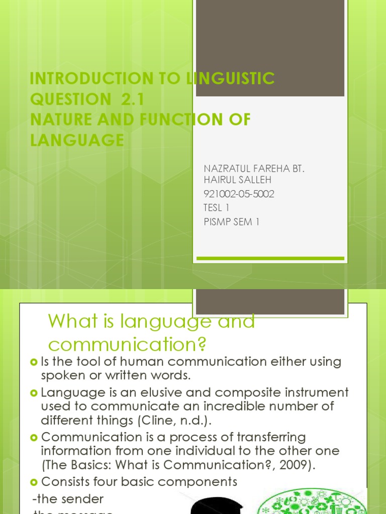 Introduction To Linguistic | PDF | Communication | Gesture