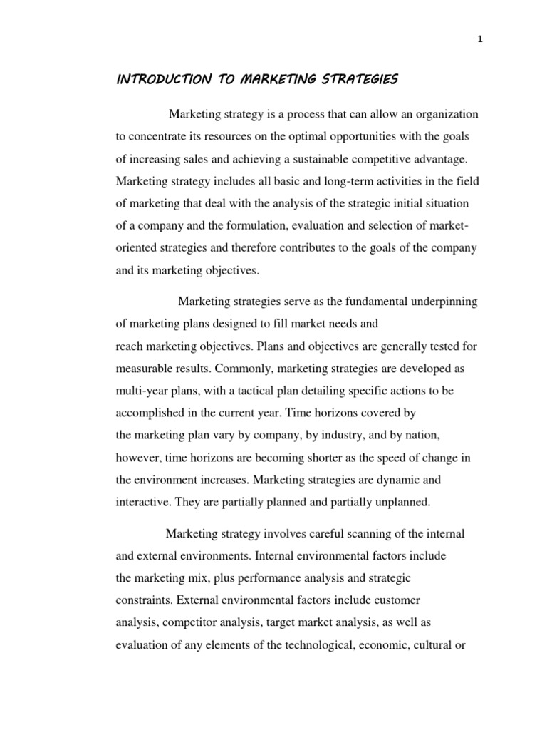 Introduction To Marketing Strategies | PDF | Citigroup | Marketing Strategy
