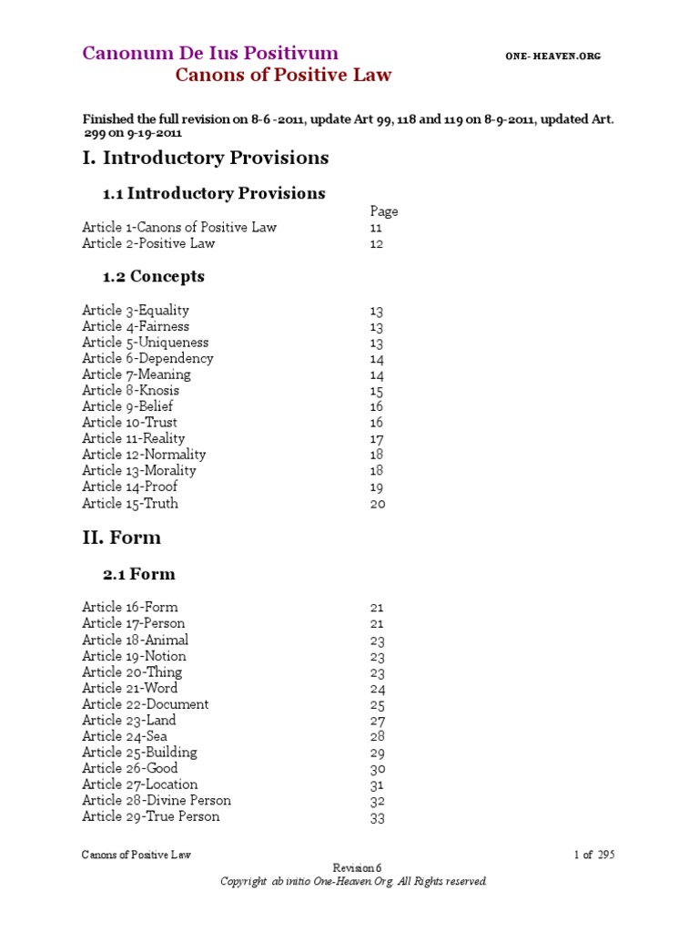 Canons of Positive Law | PDF | Argument | Faith