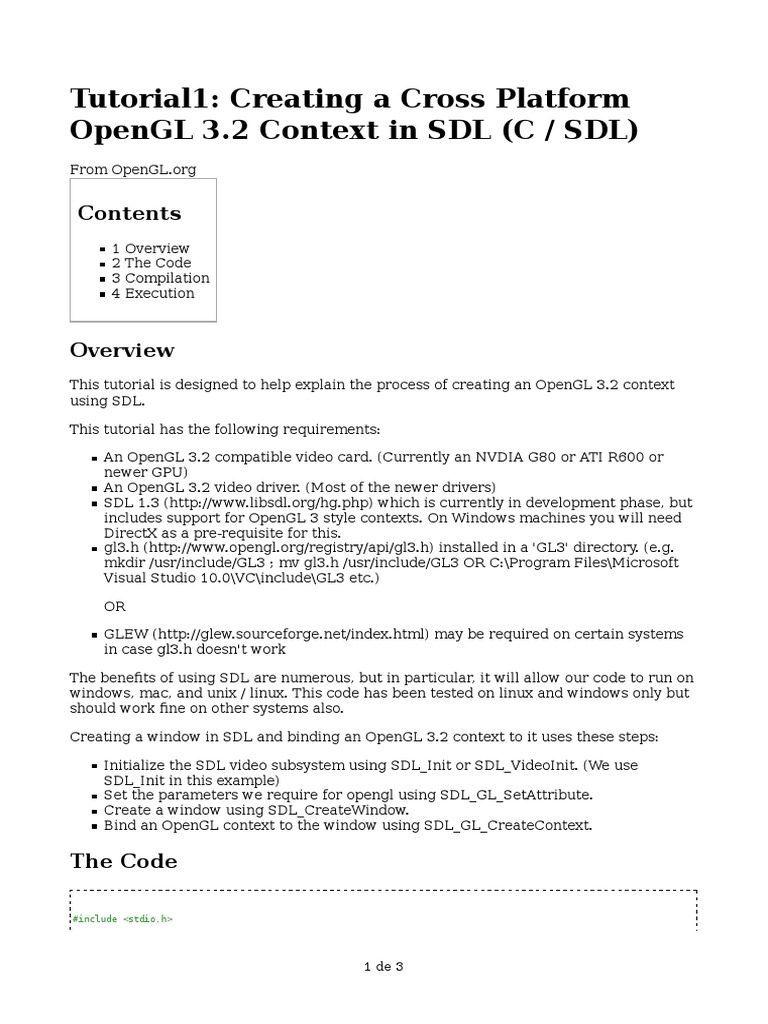 OpenGL and SDL | PDF | Device Driver | C (Programming Language)
