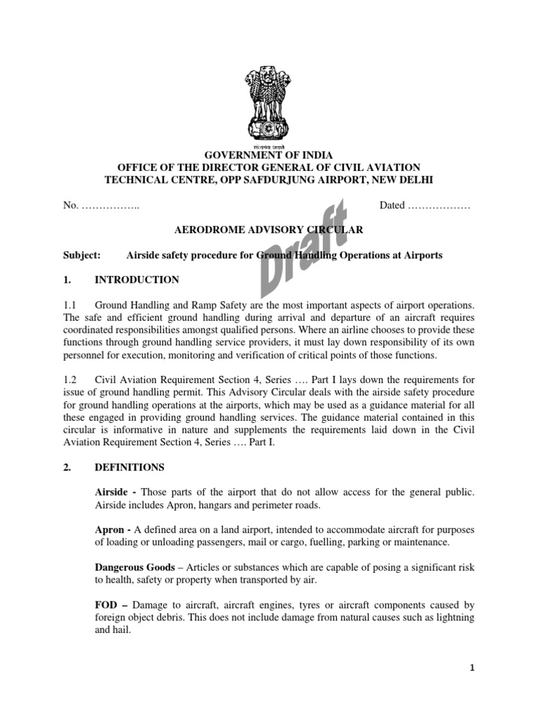 Draft Circular On Procedures For Ground Handling | PDF | Airport | Vehicles