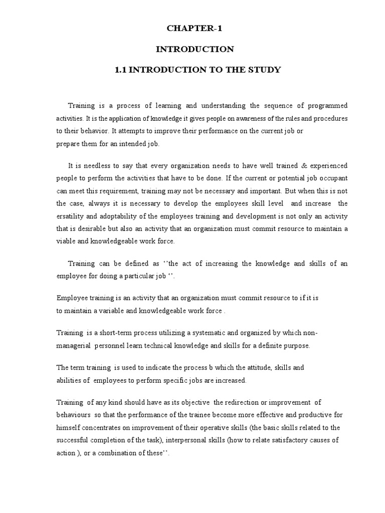 Chapter-1 1.1 Introduction To The Study | PDF | Job Satisfaction ...
