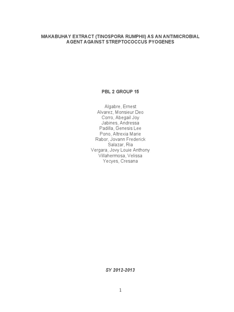 Makabuhay Extract (Tinospora Rumphii) As An Antimicrobial Agent Against ...