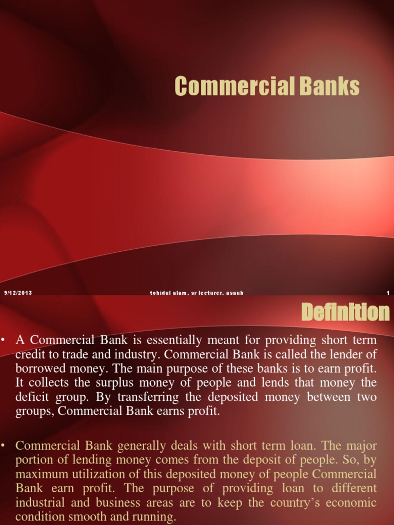 Overview of Commercial Banks Functions | PDF | Deposit Account | Money ...