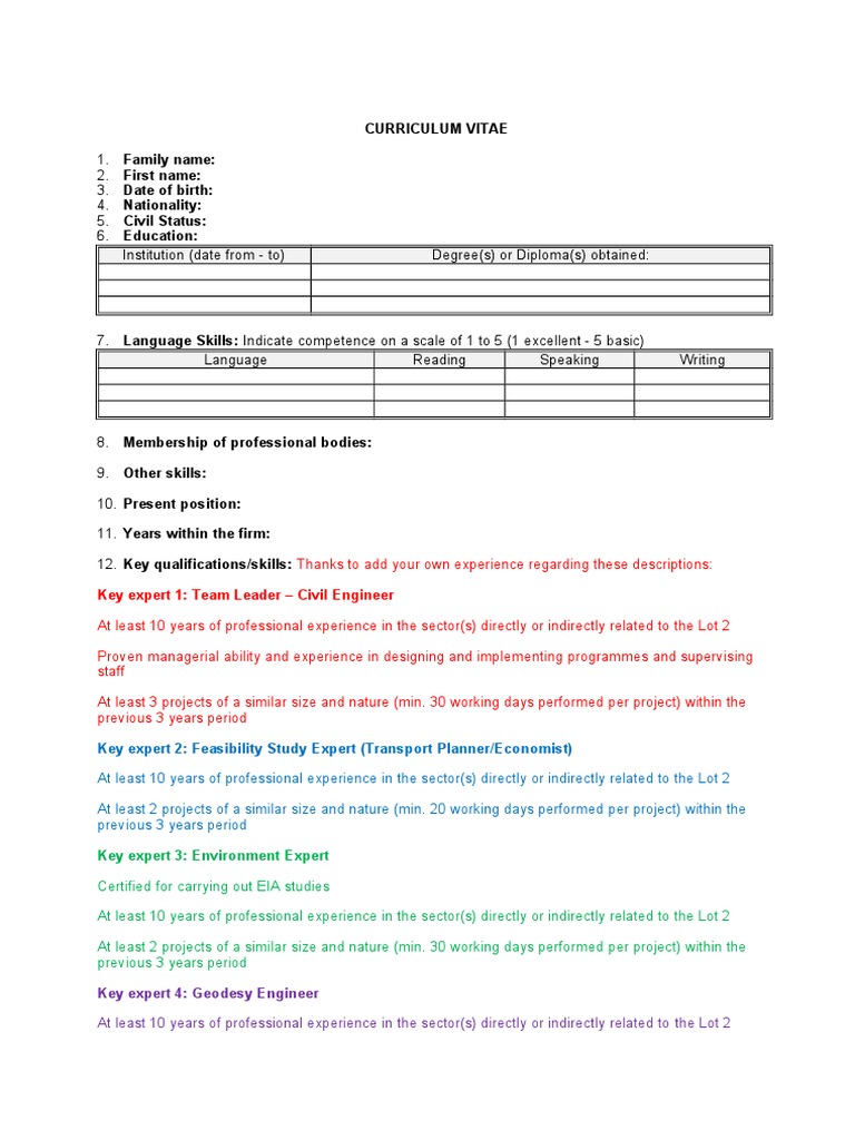 CV EC Template English | PDF | Engineer | Curriculum
