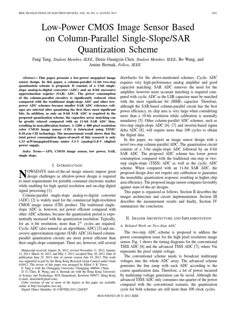 Low-Power CMOS Image Sensor Based On Column-Parallel Single-Slope/SAR Quantization Scheme | PDF ...