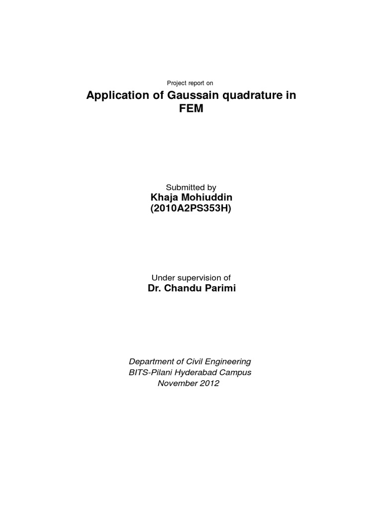 Gaussian Quadrature in FEM | PDF | Matrix (Mathematics) | Finite ...