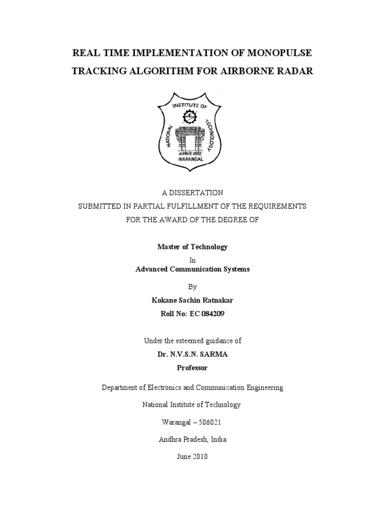 Real Time Implementation of Monopulse Tracking Algorithm For Airborne ...