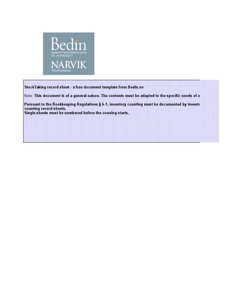Stock Taking Record Sheet Template | PDF | Finance & Money Management | Law