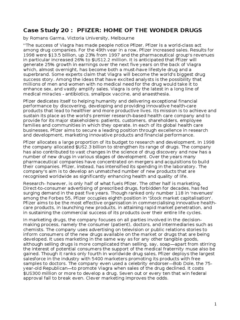 Pfizer's Market Strategy Unveiled | PDF | Pfizer | Pharmaceutical Drug