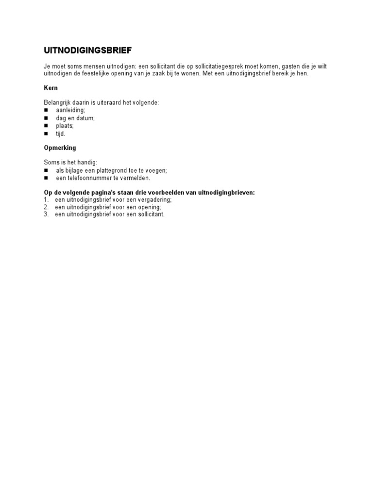 Uitnodigings Brief Ad Loop | PDF