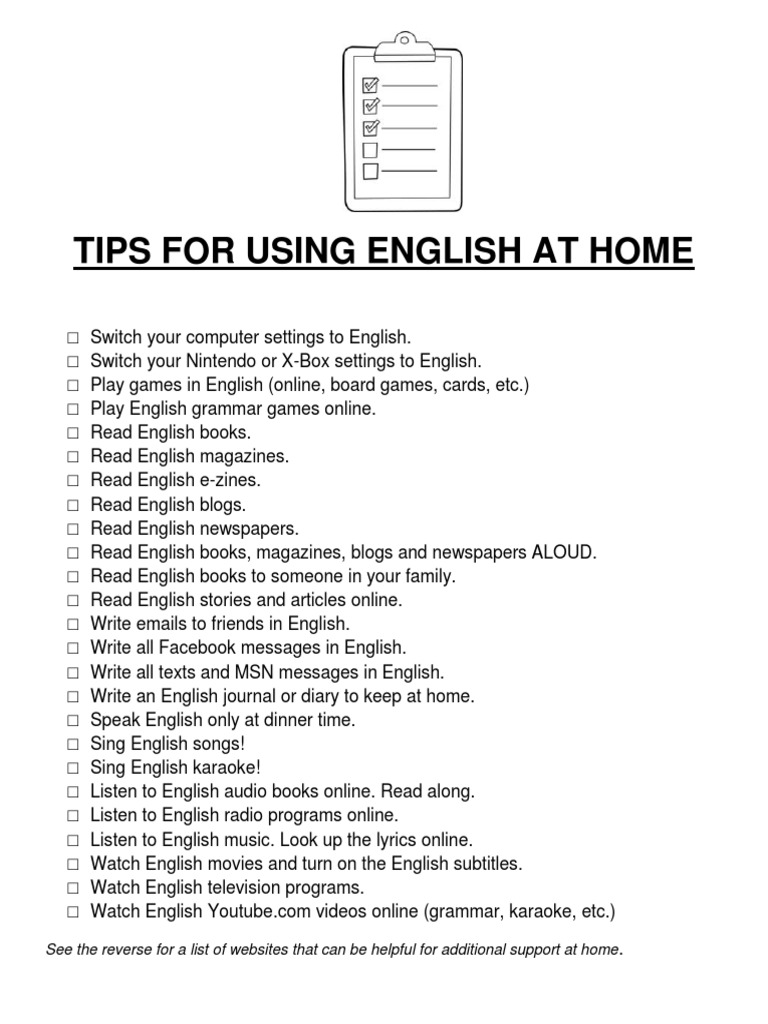 Tips For Using English at Home | PDF