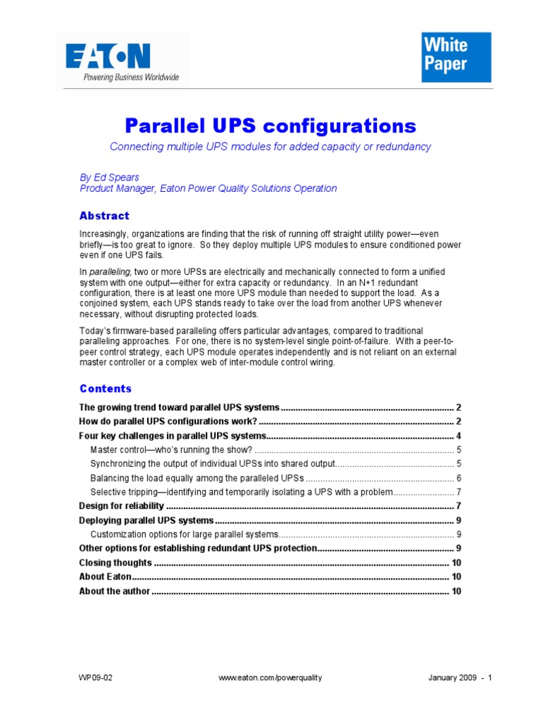 Parallel Ups Systems | PDF | Data Center | Power Inverter