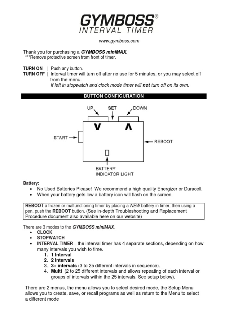 Gymboss Minimax Expanded en | PDF | Timer | Clock