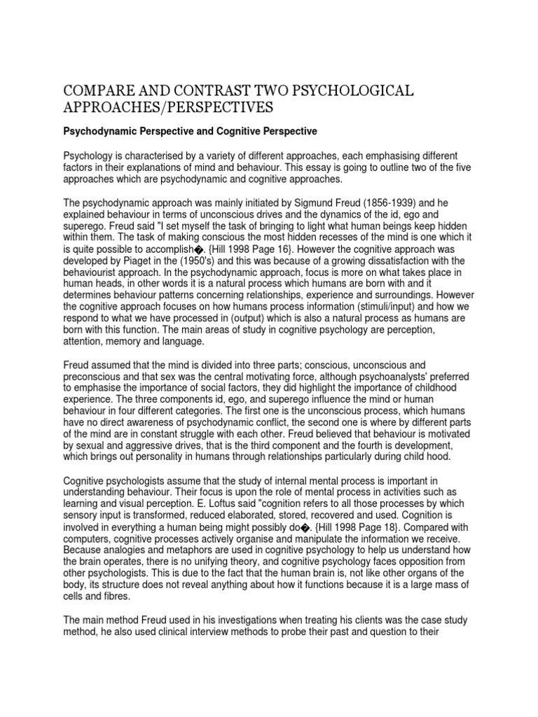 Compare and Contrast Two Psychological Approaches | PDF ...