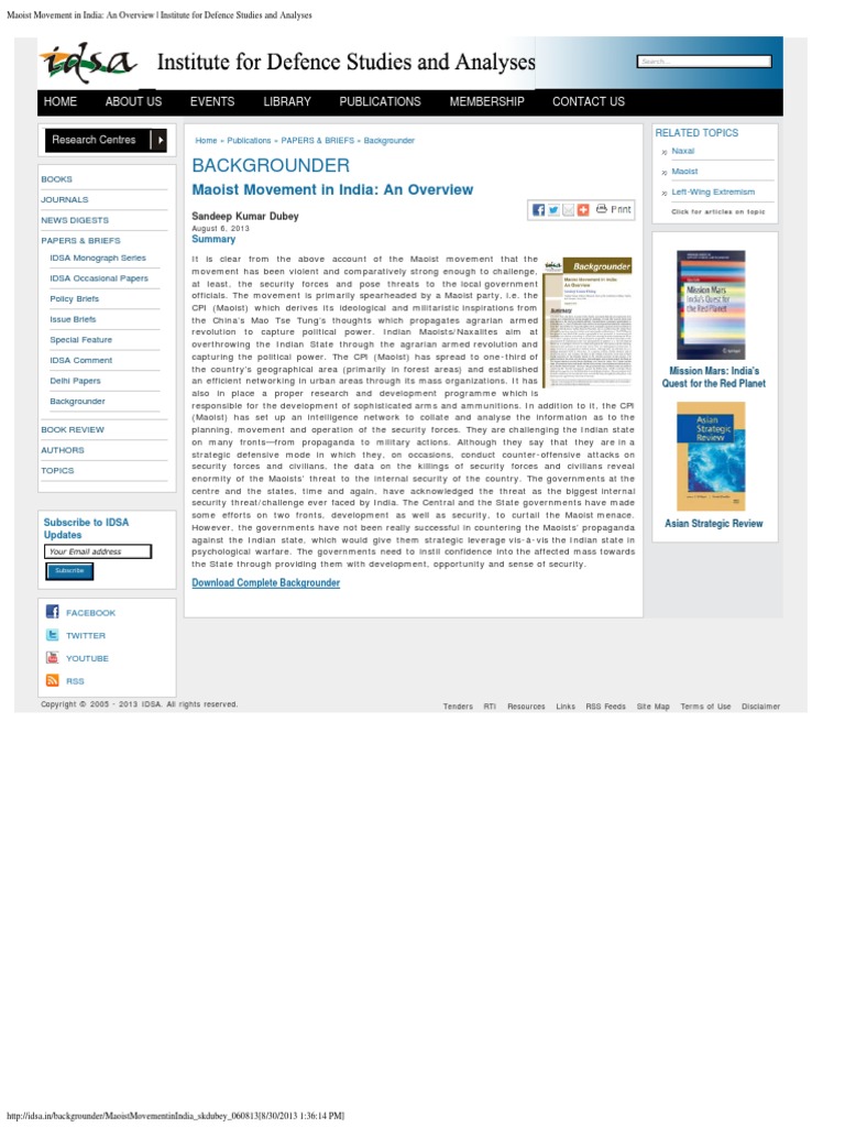 Maoist Movement in India - An Overview | PDF | Maoism | National Security
