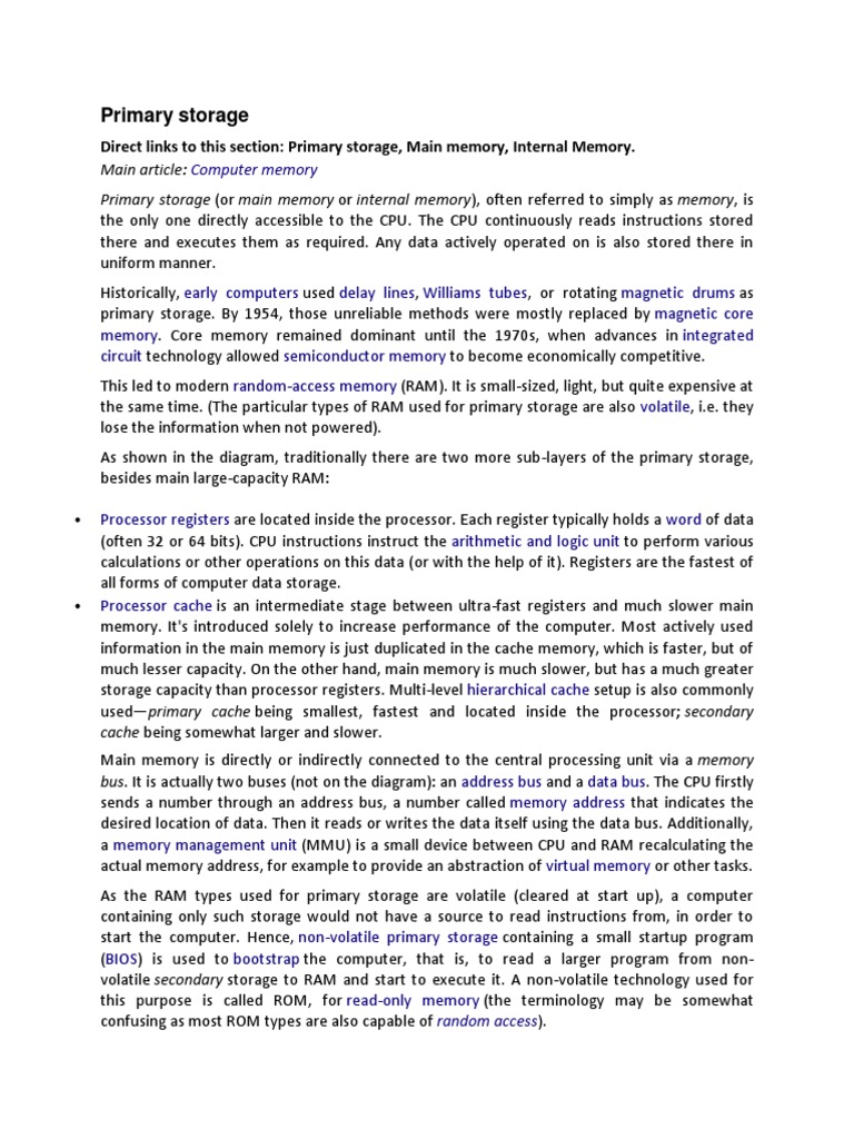 Primary Storage Computer Pdf Computer Data Storage Random Access 5116