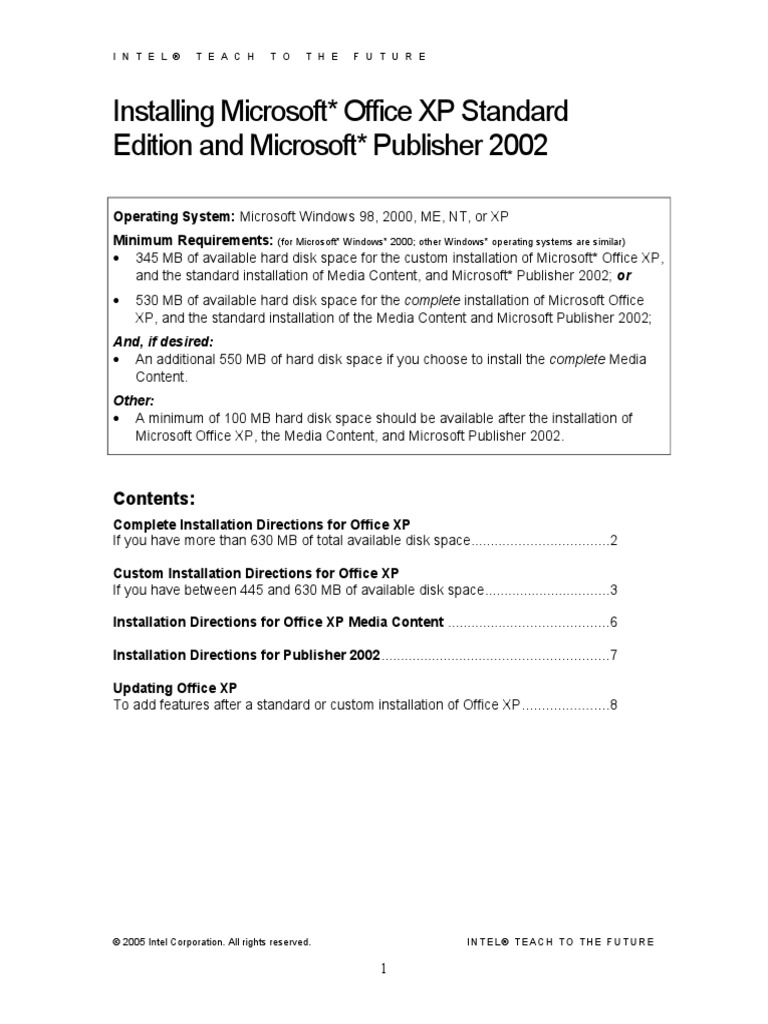 MS Office XP Installation | PDF | Installation (Computer Programs ...
