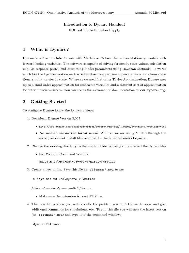 Dynare | PDF | Matlab | Vector Autoregression