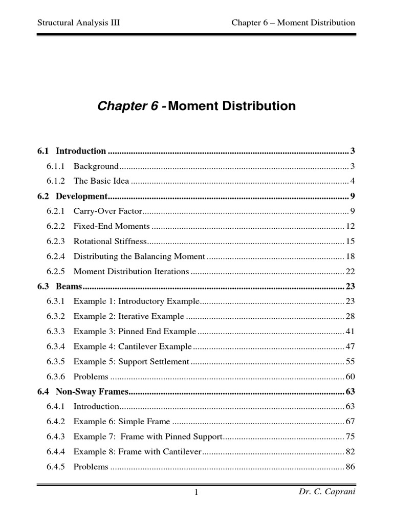 Chapter 6 - Moment Distribution: Dr. C. Caprani | PDF | Structural Analysis | Mechanical Engineering