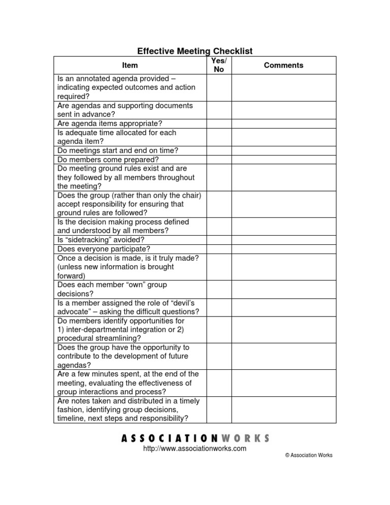 Effective Meeting Checklist | PDF