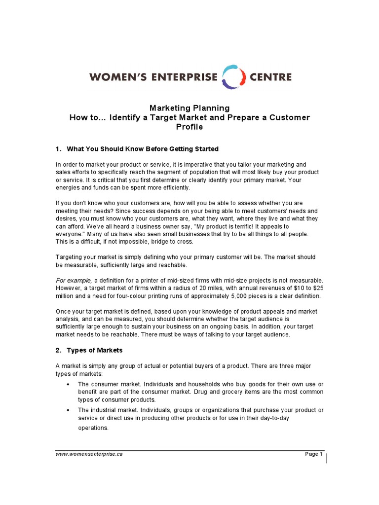 How Identify Target Market and Prepare Customer Profile | PDF | Market ...