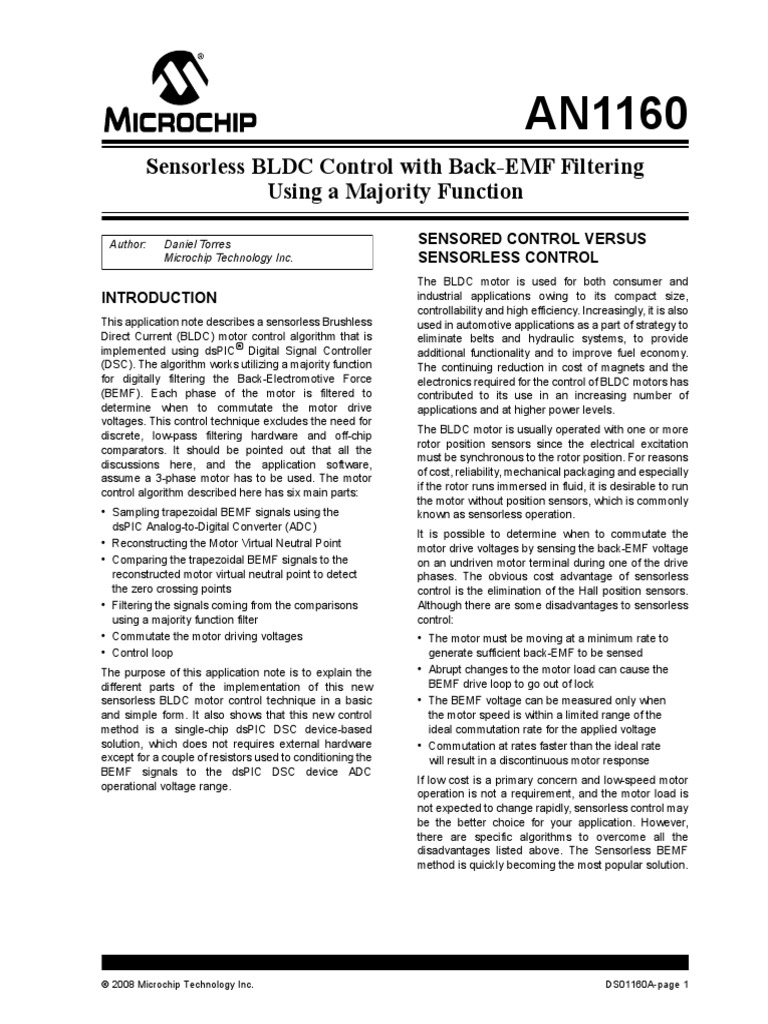 Sensorless BLDC Control With Back-EMF Filtering | PDF | Analog To ...