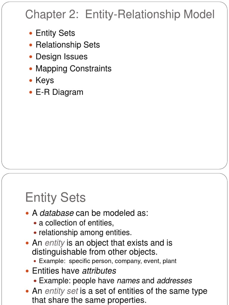 Chapter 2: Entity-Relationship Model: Entity Sets Relationship Sets ...
