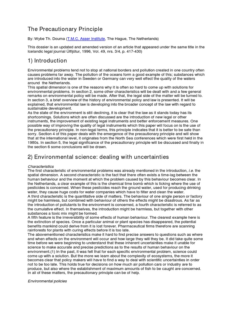 Precautionary Principle | PDF | Sustainability | Sustainable Development