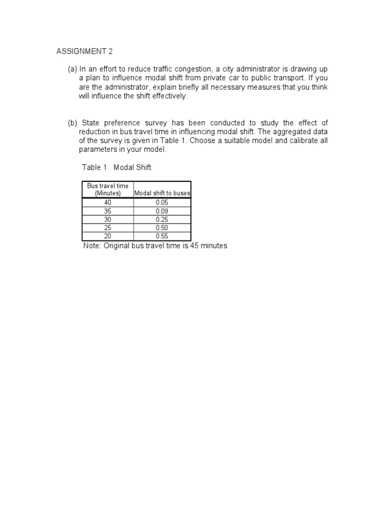 Assignment 2 - Modal Shift | PDF