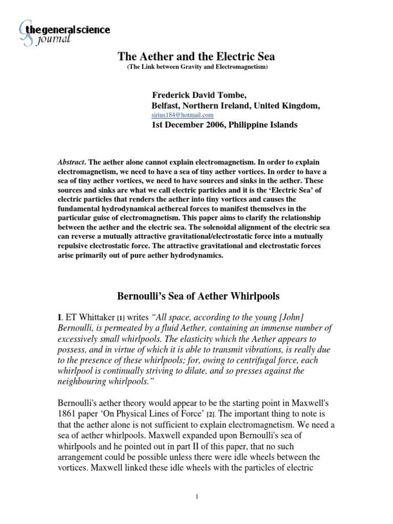 Aether and The Electric Sea General Science | PDF