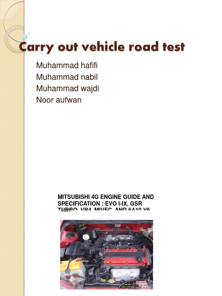 Carry Out Vehicle Road Test - EnGLISH | PDF | Motor Vehicle ...