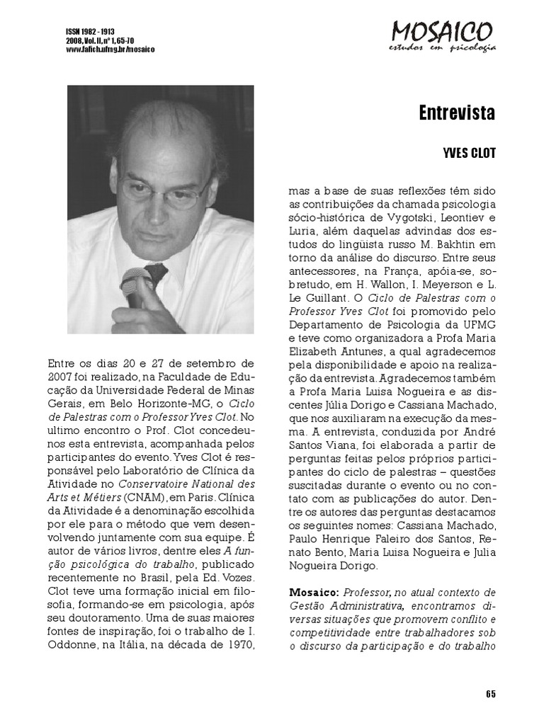 Yves Clot | PDF | Livros | Cooperação