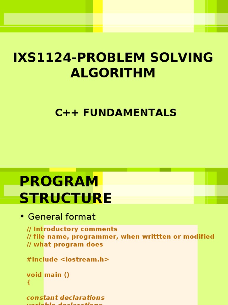 Ixs1124-Problem Solving Algorithm: C++ Fundamentals | PDF | Integer (Computer Science ...