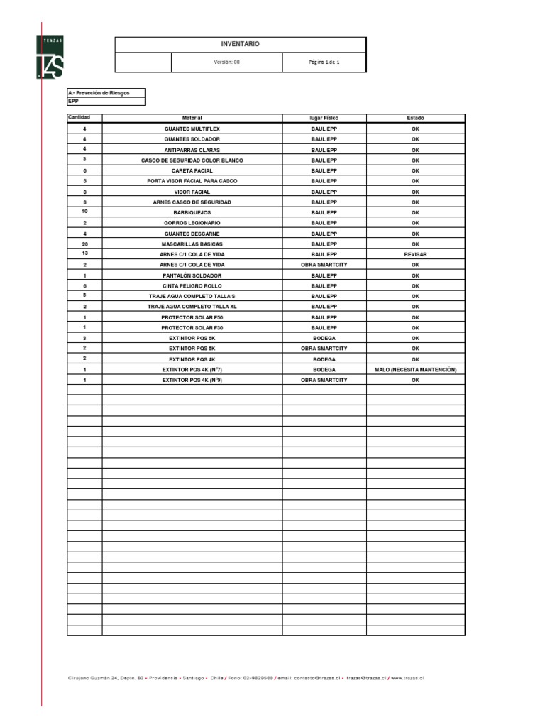 Inventario EPP | PDF | Estudios de idiomas extranjeros | Hogar, jardinería y bricolaje