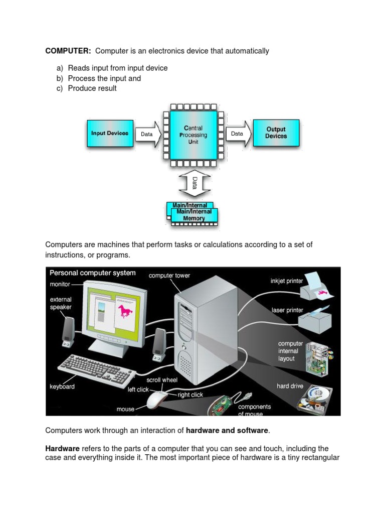 COMPUTER: Computer Is An Electronics Device That Automatically | PDF ...
