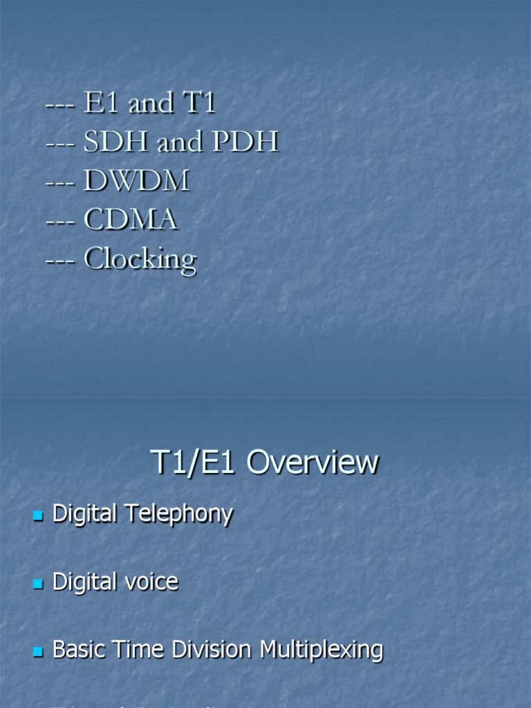 E1 and t1 SDH and PDH DWDM Cdma Clocking | PDF | Wavelength Division ...