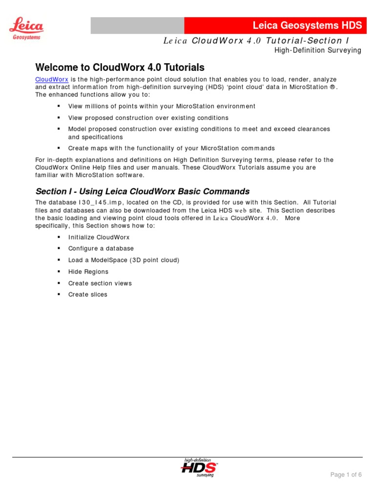 Leica CloudWorx 4.0 For MicroStation - Section I - Basic Commands | PDF ...