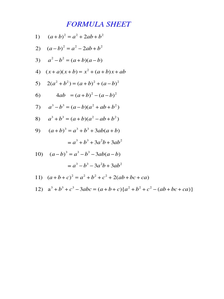 Mathematic Formulas | PDF