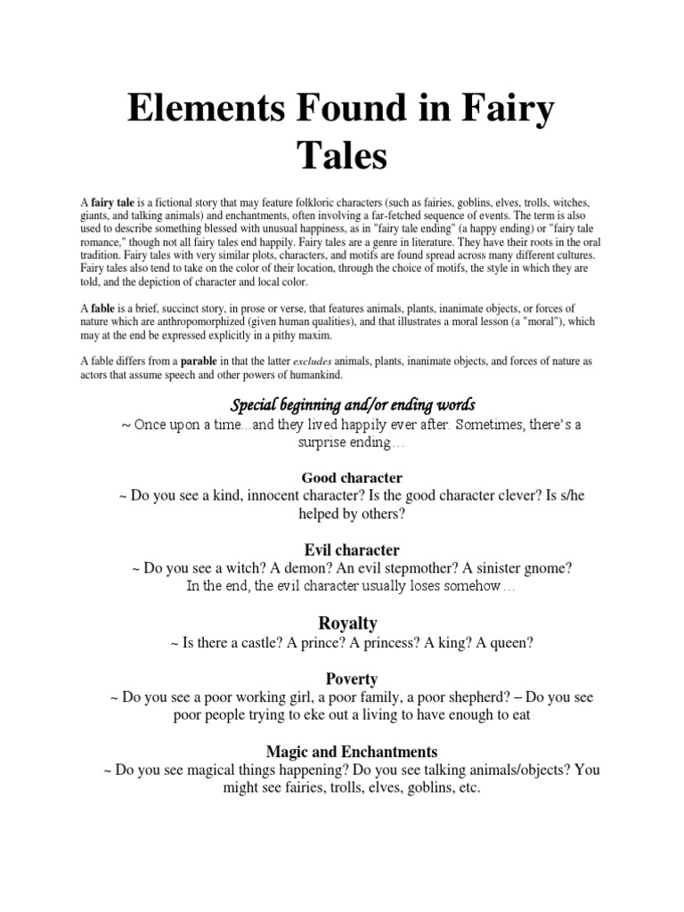 Elements and Interpretations of Classic Fairy Tales | PDF | Fairy Tales ...