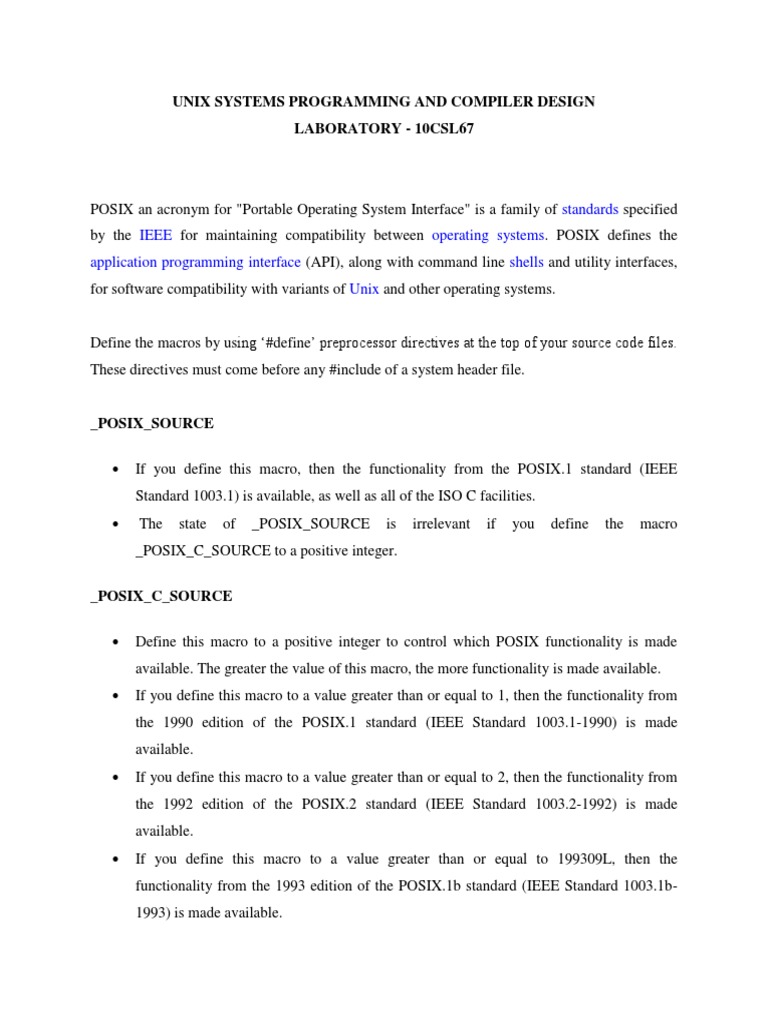 Unix Systems Programming and Compiler Design Laboratory - 10CSL67 | PDF ...