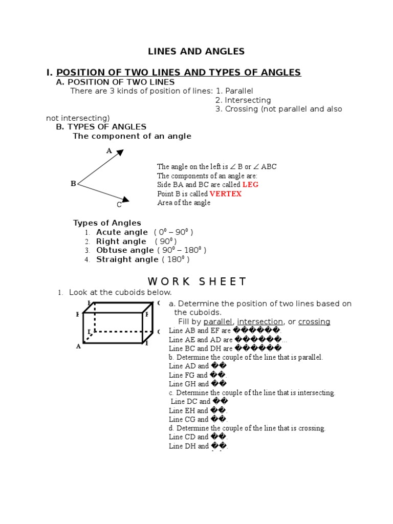 Lines and Angles: Types and Properties | PDF | Geometric Measurement ...