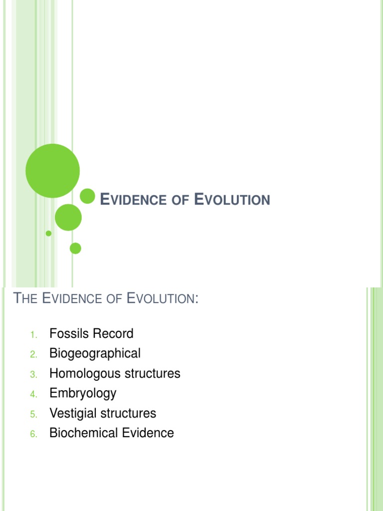 Key Evidence Supporting Evolution | PDF | Fossil | Homology (Biology)
