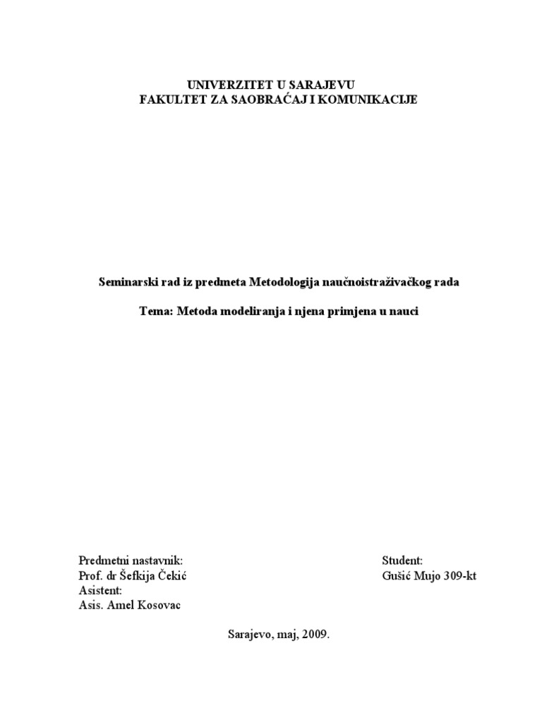 Metoda Modeliranja | PDF