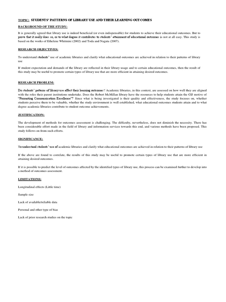 Sample Research Proposal | Download Free PDF | Libraries | Critical ...